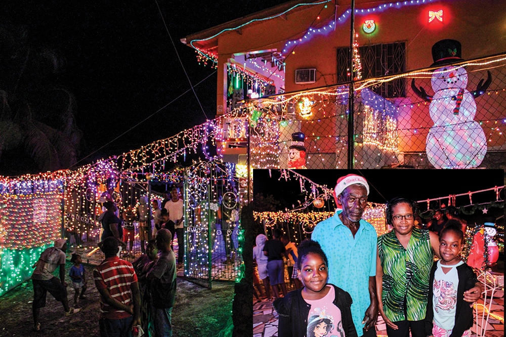 Samuel flips the switch on his Christmas lights - Searchlight
