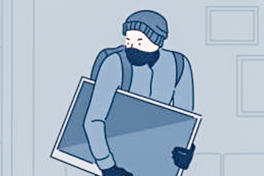 Thief tries to hide 55” TV on his head - Searchlight