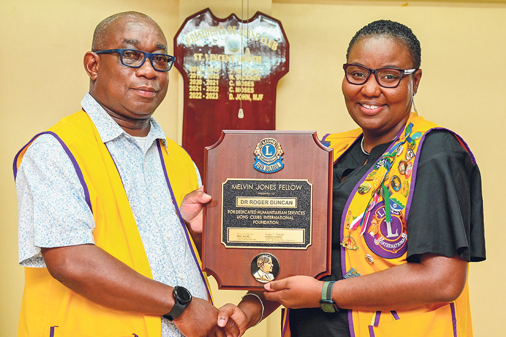 Dr Roger Duncan of Lions Club named Melvin Jones Fellow