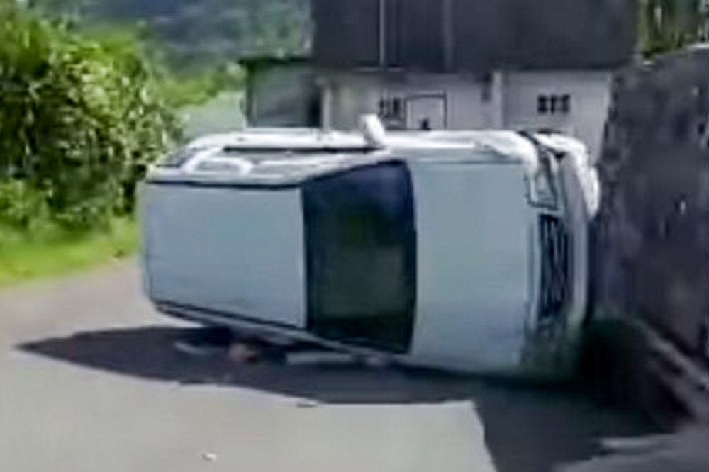 Vehicle overturns in Sandy Bay